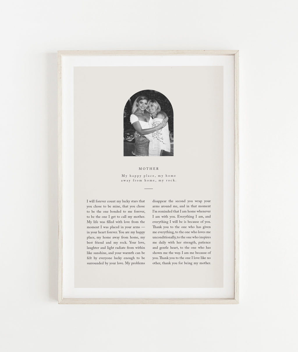 Personalised "Mother" Print With Photo A4 – Momentary Happiness